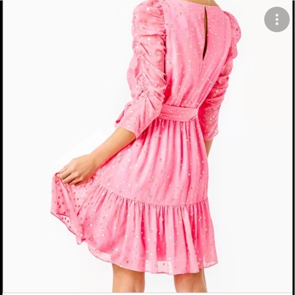 Lilly Pulitzer | Dresses | Lilly Pulitzer Chianna Silk Coral Sands Gold ...